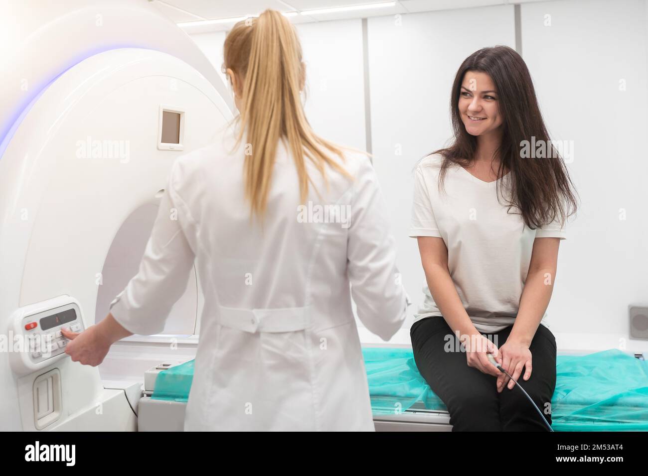 Medical CT or MRI Scan with a patient in the modern hospital laboratory ...