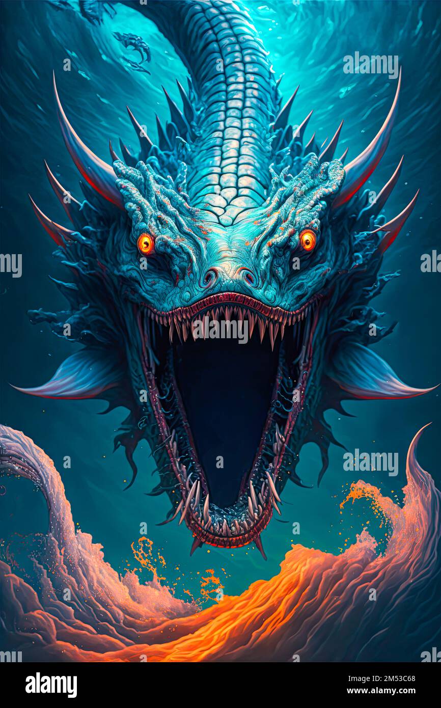 Sea serpent painting hi-res stock photography and images - Alamy