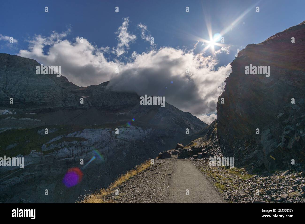 Hiking path to the Port du Boucharo or Puerto de Bujaruelo on the ...