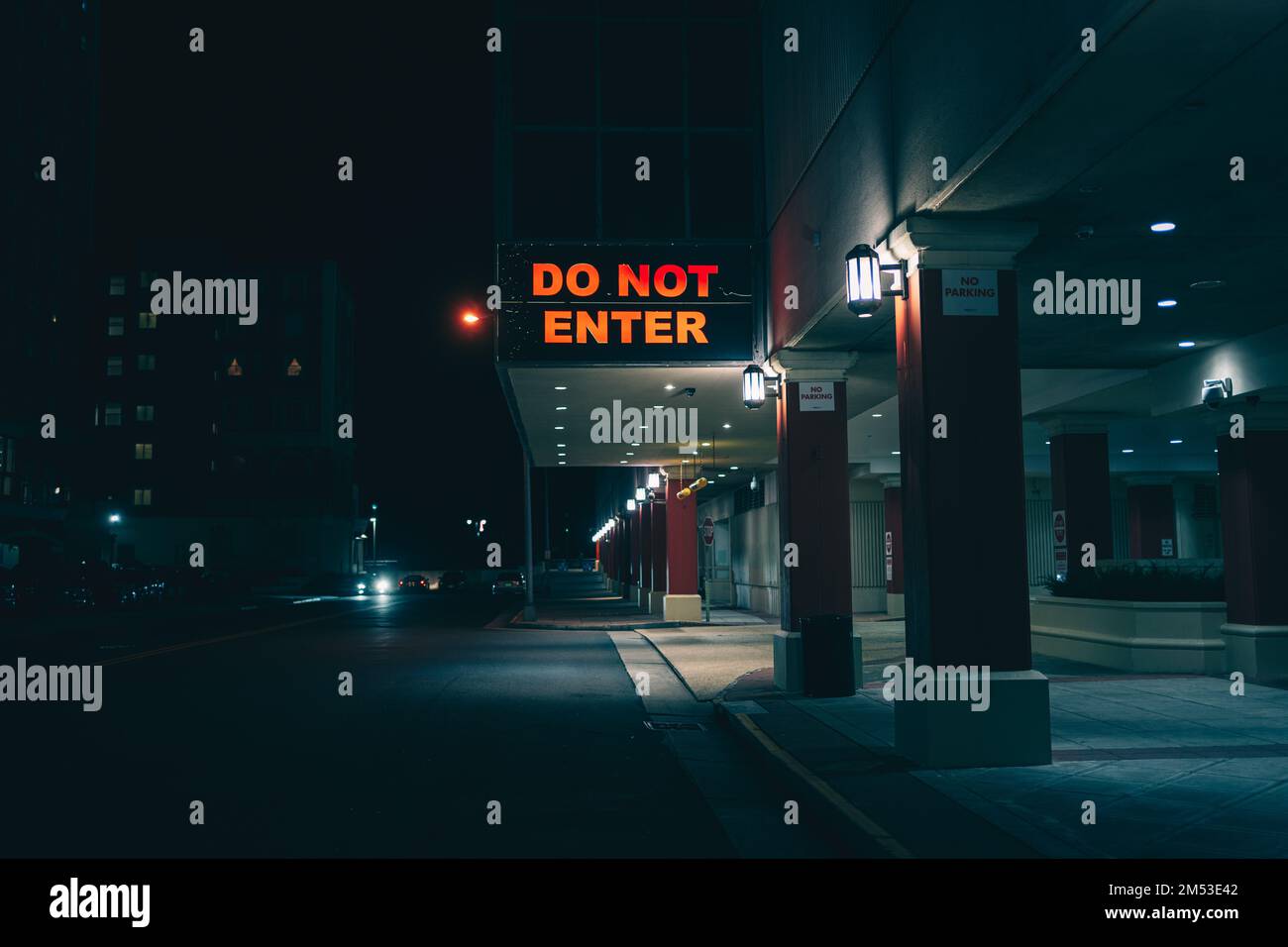 Do Not Enter sign at night, Atlantic City, New Jersey Stock Photo - Alamy