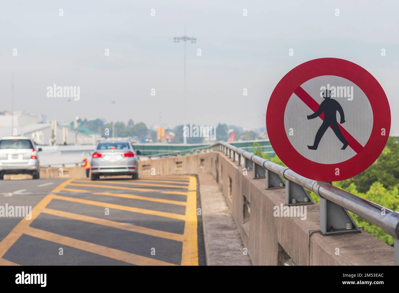 Ho Chi Minh City, Vietnam - October 2, 2019: Sign "Pedestrian traffic ...