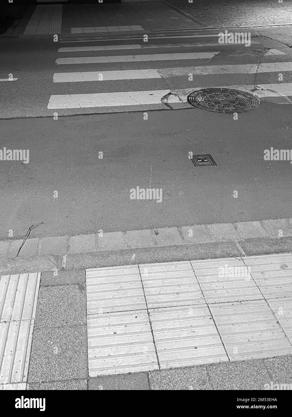 Black White Crosswalk with Guidance System for the Blind Stock Photo ...
