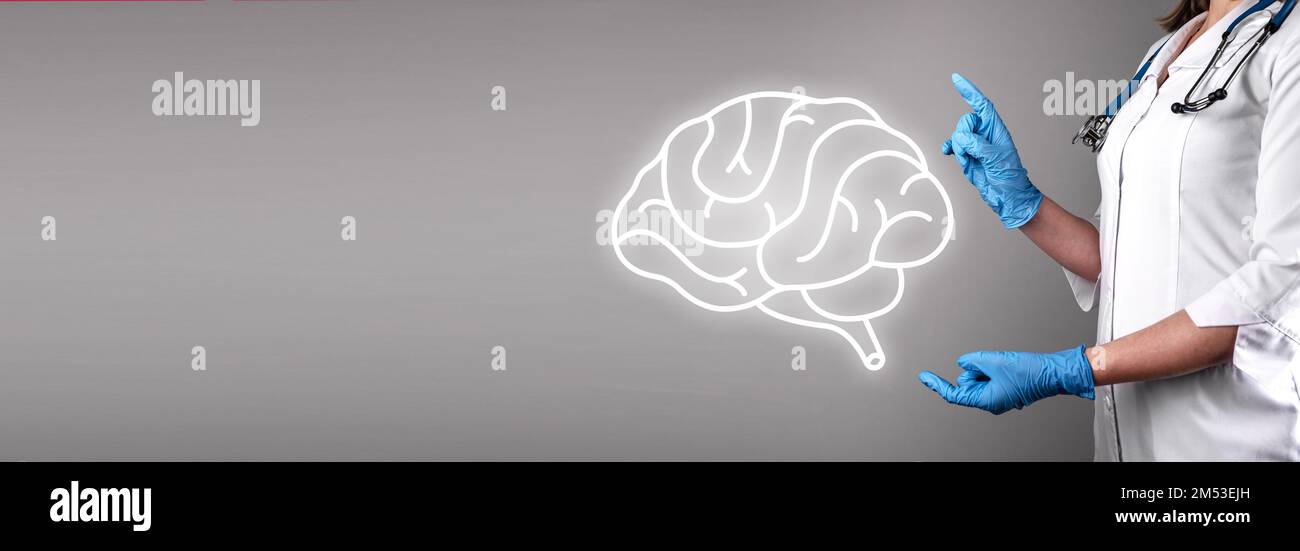 Brain, inner organ medical treatment, health, healthcare. Ad banner ...