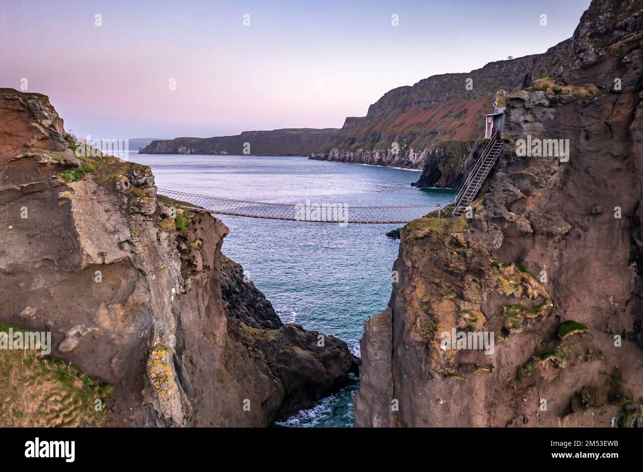 Aerial view of Ballintoy Harbour near Giants Causeway, County. Antrim ...