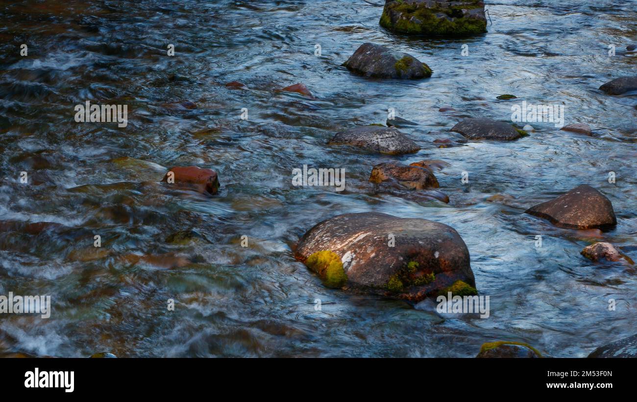 Clear, clean water flowing in Rattlesnake Creek Missoula,Montana Stock ...