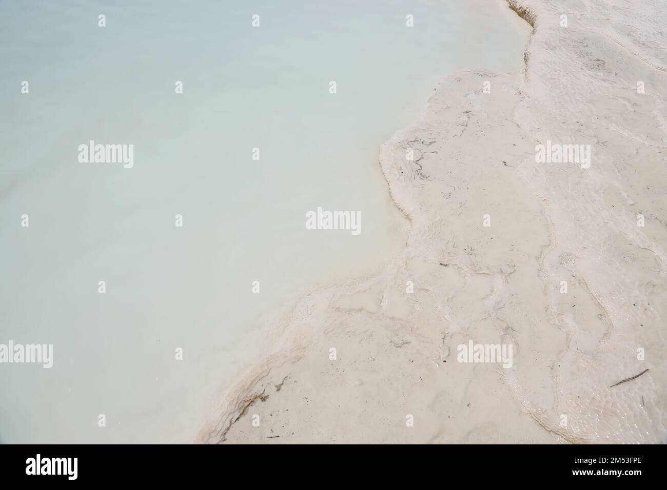 Texture of Pamukkale famous blue travertine pools and terraces. Unique ...