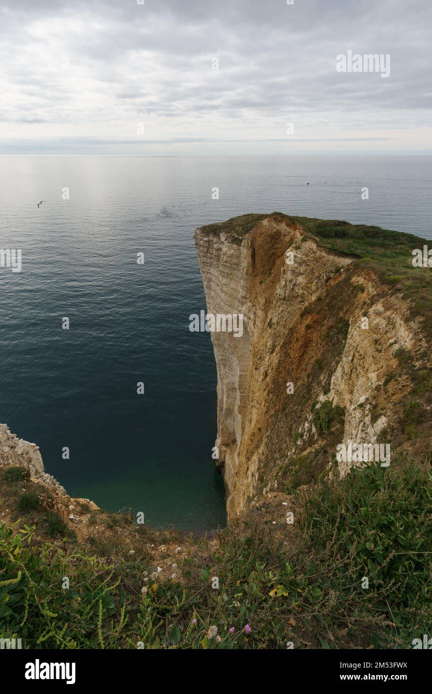 View at Pointe de la Courtine at the Alabaster coast with on a cloudy ...