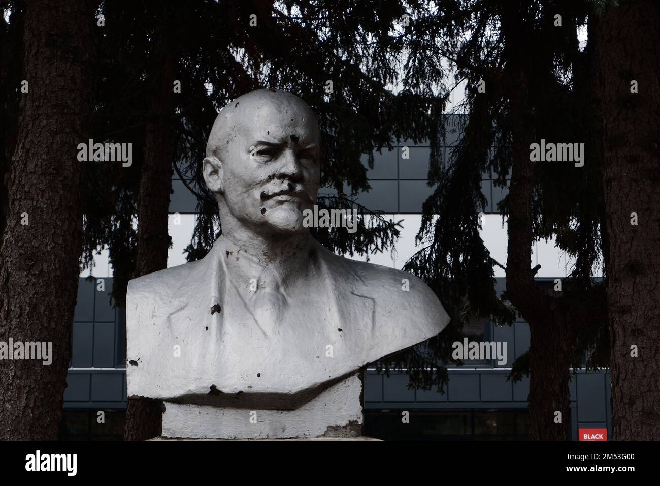 Bust of the leader of the world proletariat Lenin in silver paint with ...