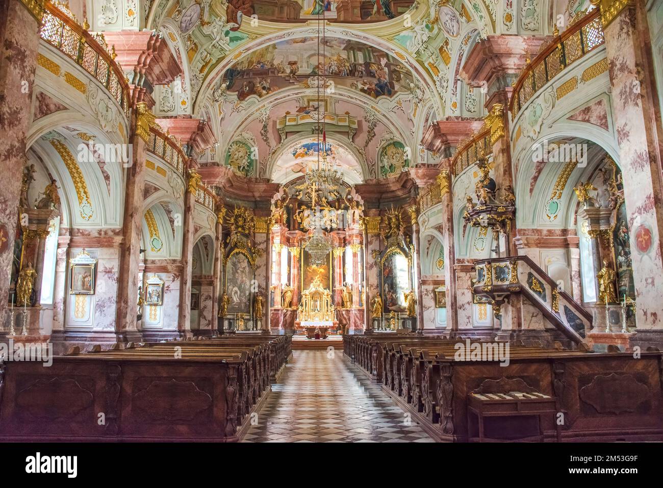 The picturesque Rein Abbey church interior, founded in 1129, the oldest ...