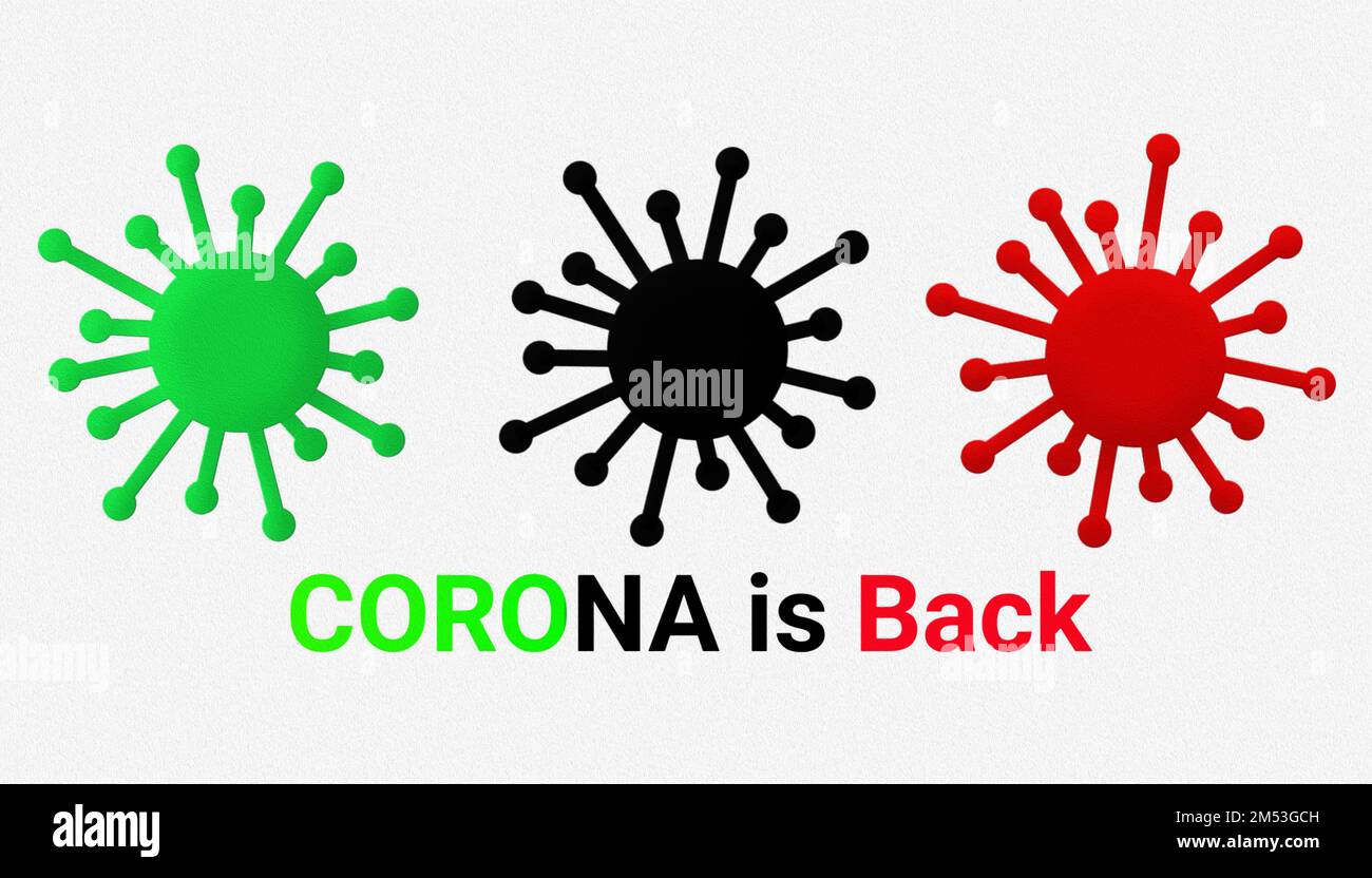 3D illustration colorful coronavirus icons symbol with colorful CORONA ...