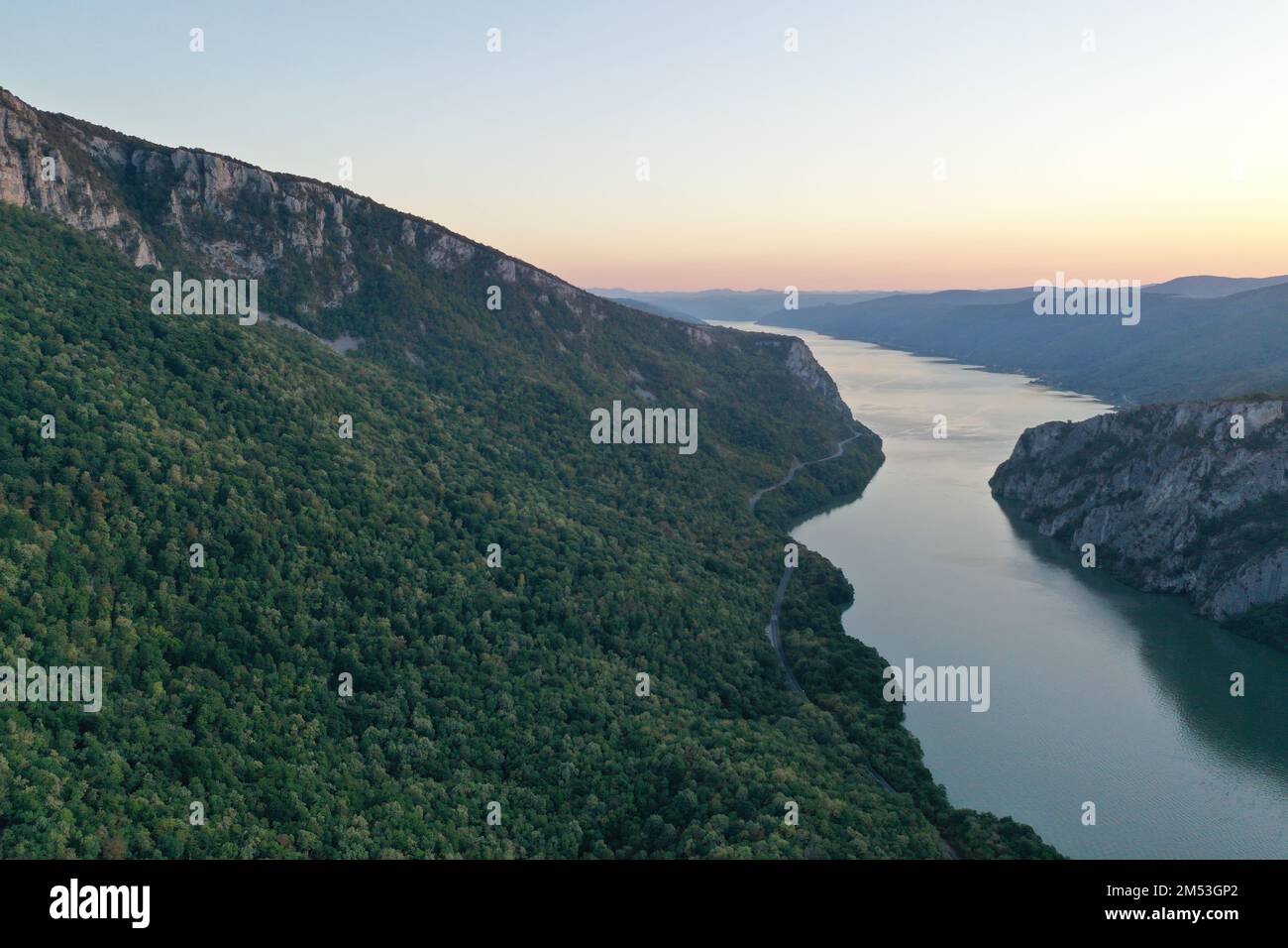 sunset over Djerdap Nationalpark Serbia Stock Photo - Alamy