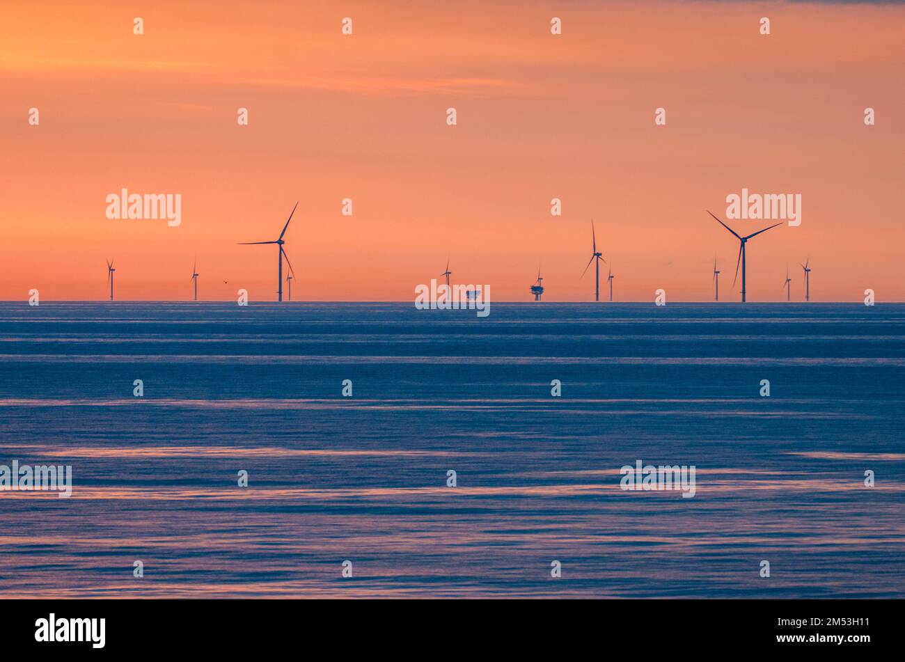 Sweden Kriegers Flak offshore wind farm view from Mons Flint Denmark ...