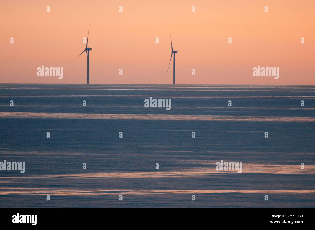 Sweden Kriegers Flak offshore wind farm view from Mons Flint Denmark ...
