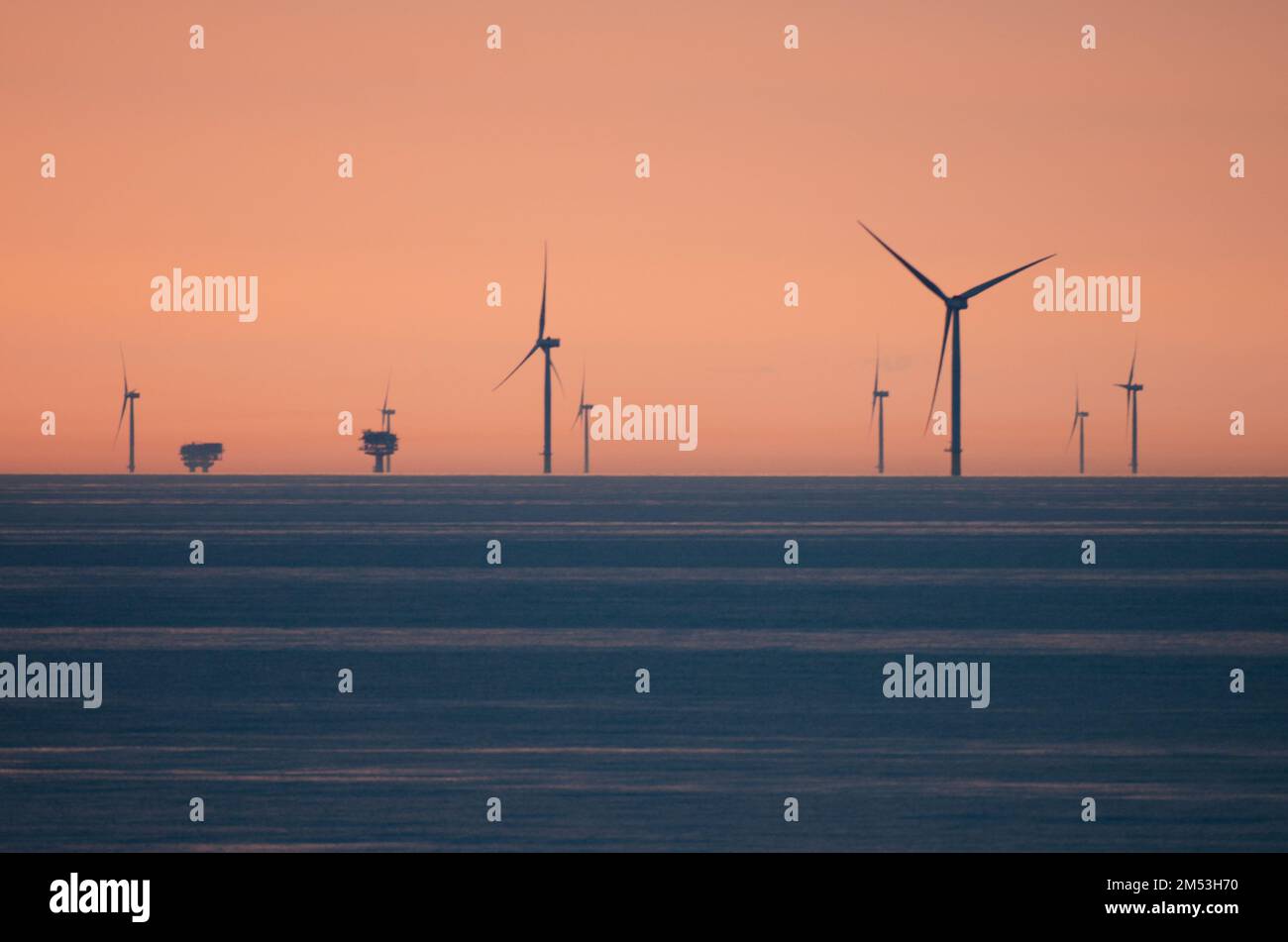 Sweden Kriegers Flak offshore wind farm view from Mons Flint Denmark ...