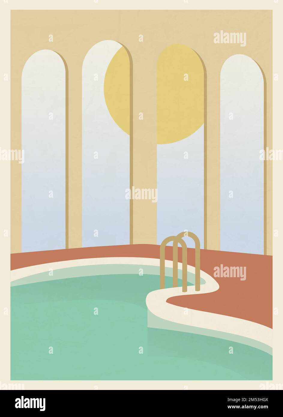 Vector cottage exterior with swimming pool, flat design, modern house ...