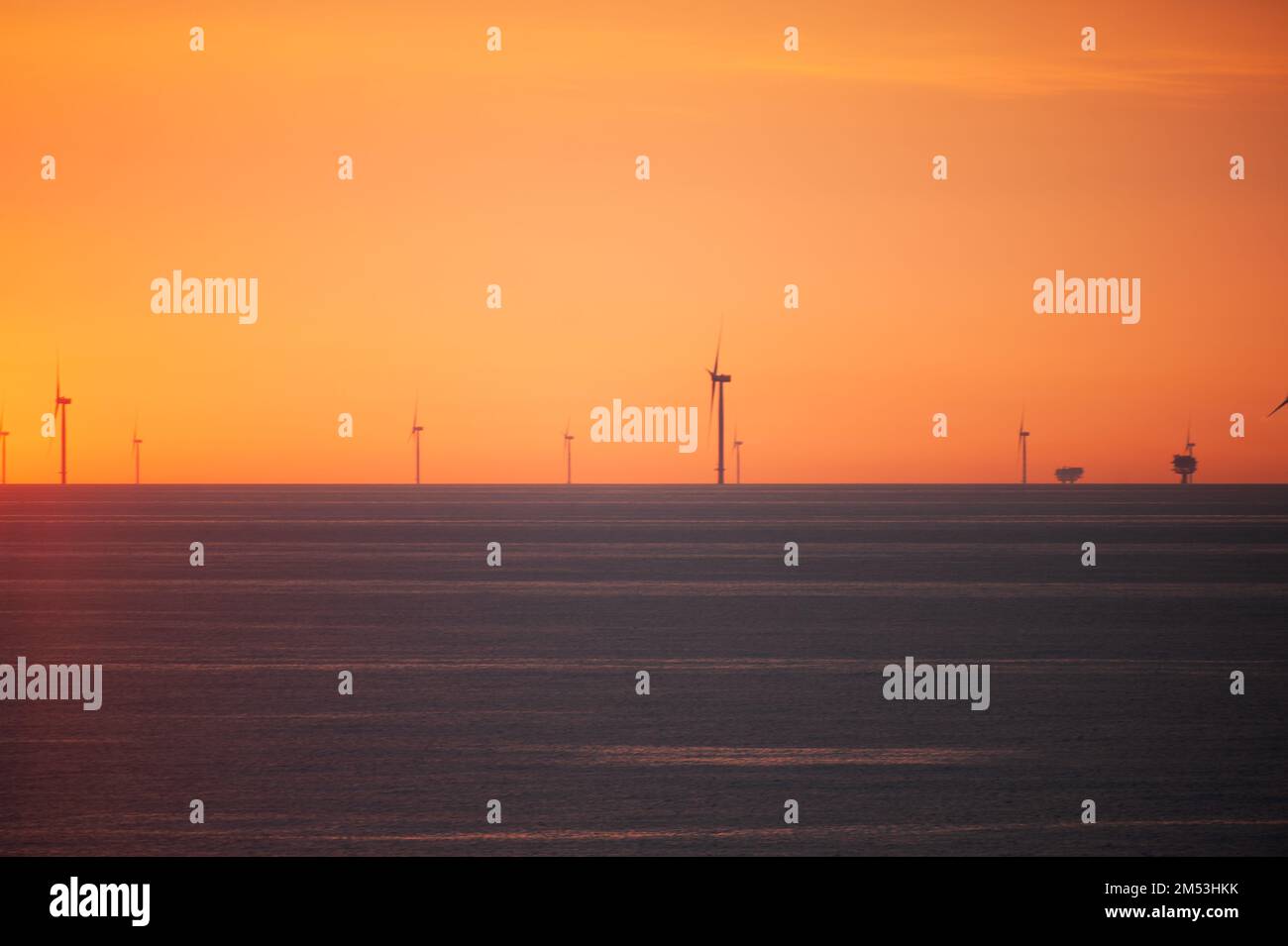 Sweden Kriegers Flak offshore wind farm view from Mons Flint Denmark ...