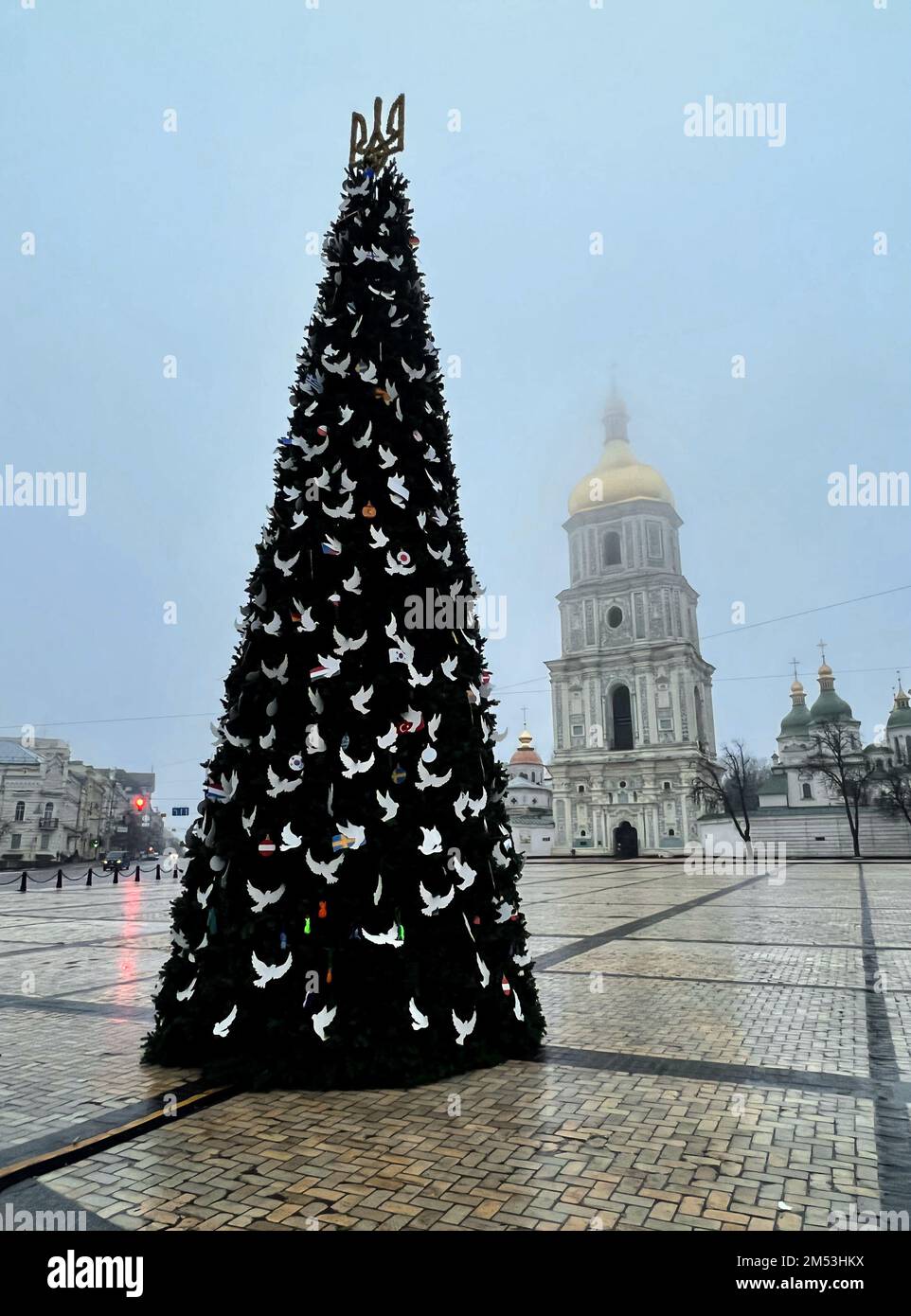 December 25, 2022, Kyiv, Ukraine: A Yolka tree decorated with Peace ...