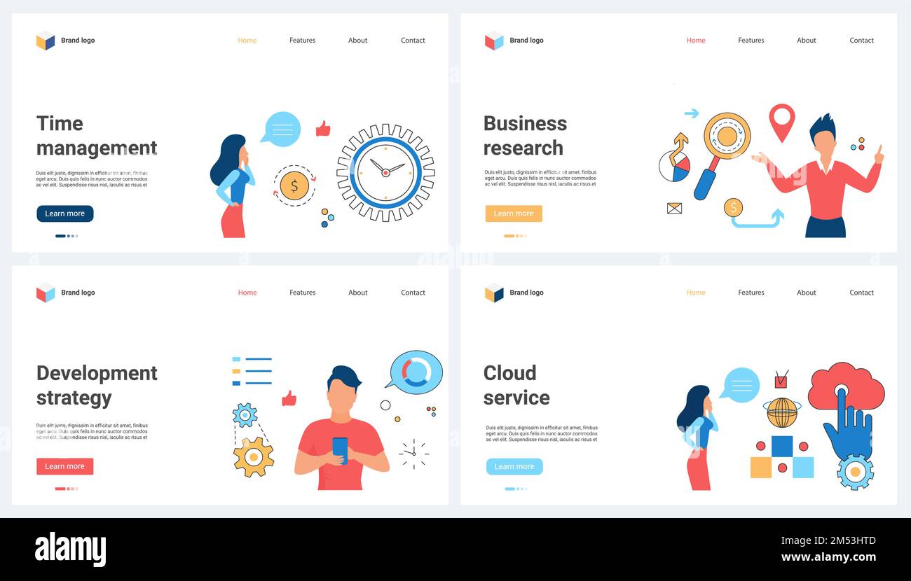 Time management, business strategy development, efficiency and research, cloud service set ...