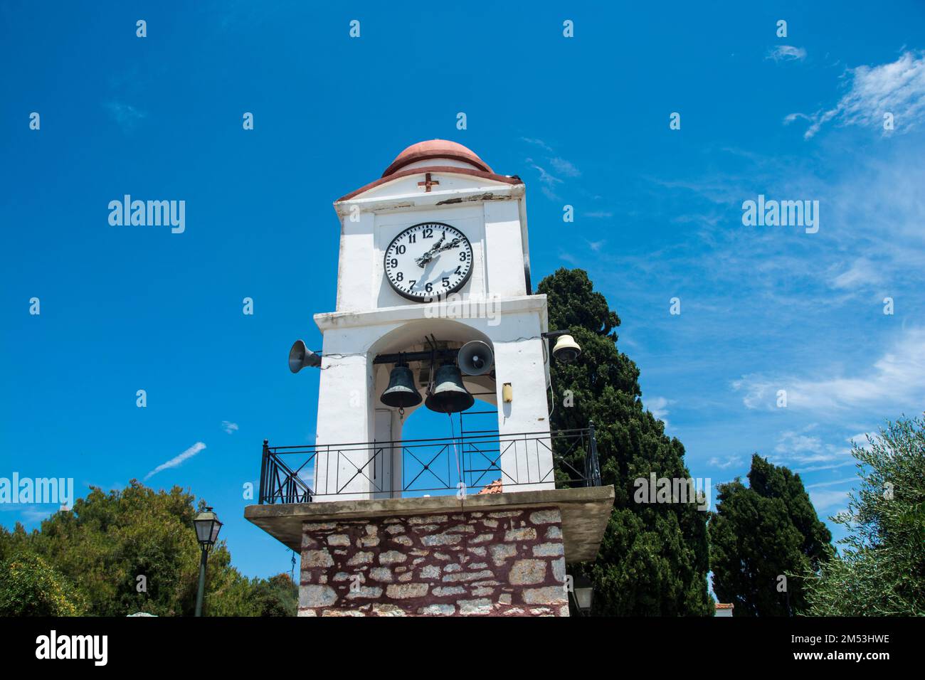 A landmark with a clock and crosses on it Stock Photo - Alamy