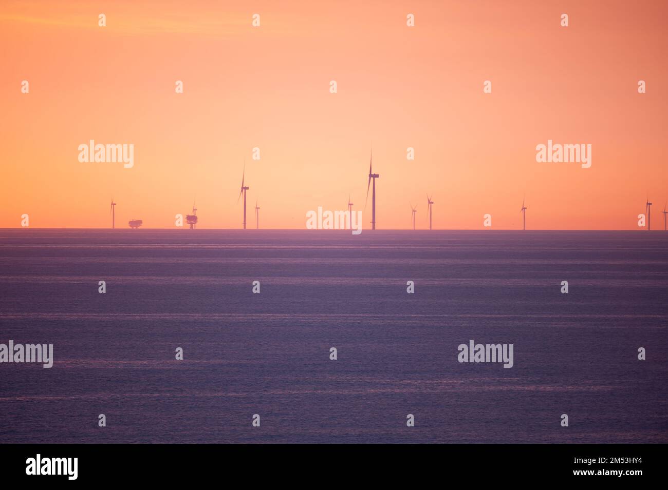 Sweden Kriegers Flak offshore wind farm view from Mons Flint Denmark ...