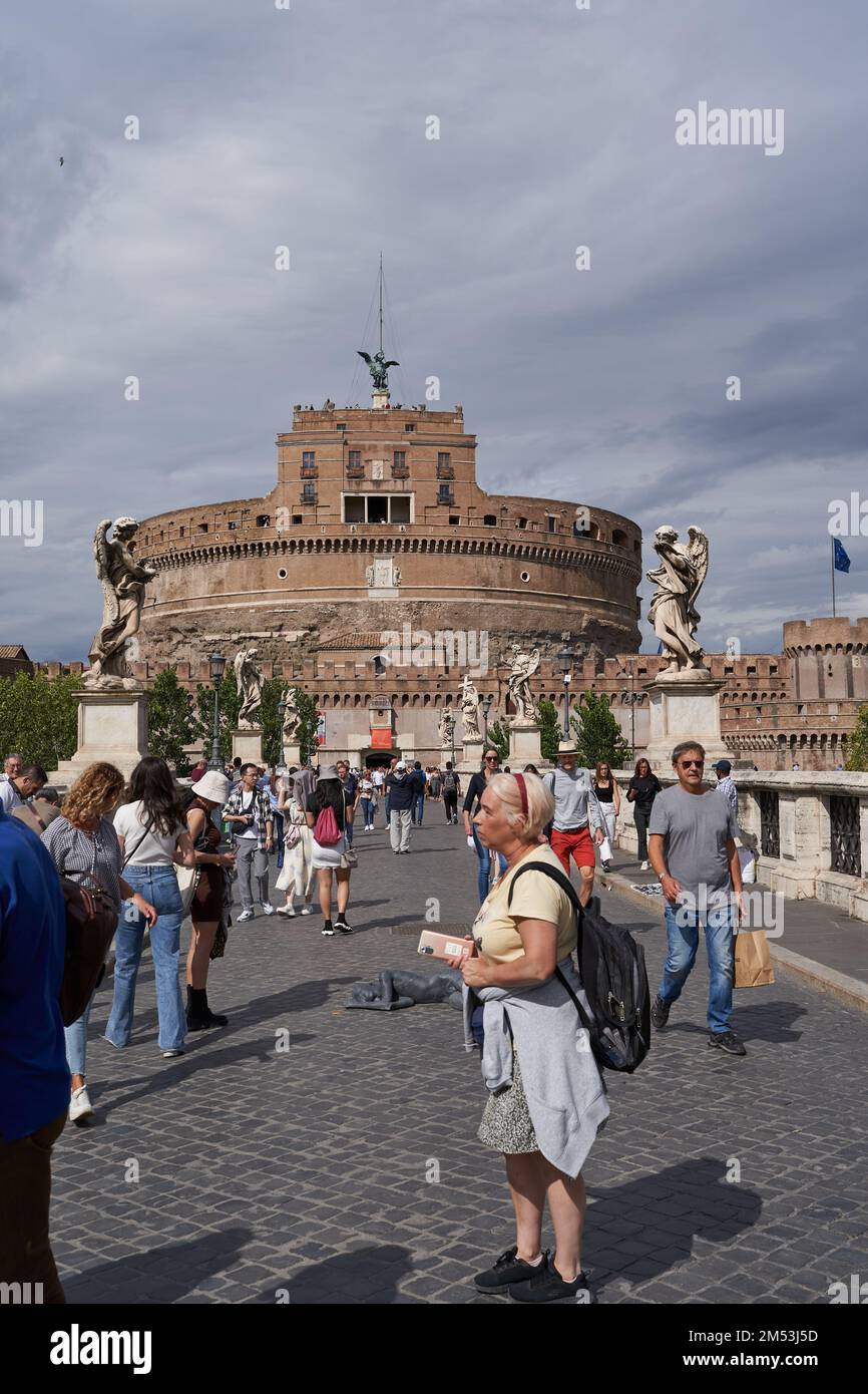 Rome, Italy - September 24, 2022 - Saint Angel Castle and bridge over ...