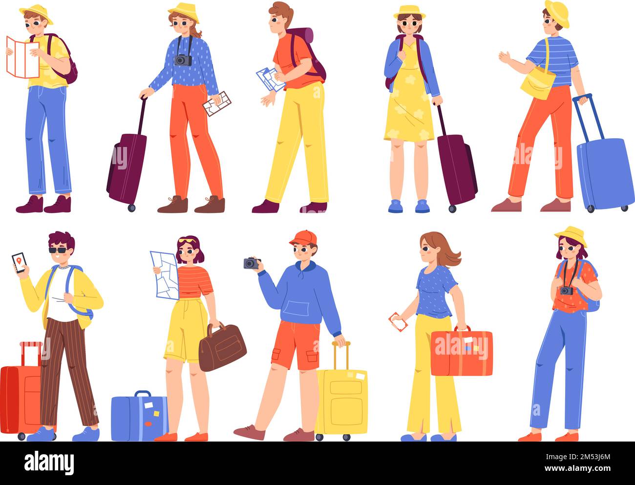 Young adults tourists with luggage and baggage. Backpackers and ...