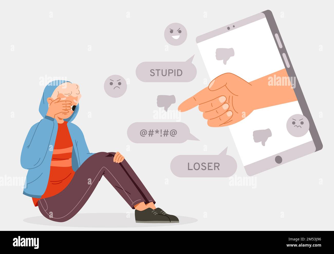 Cyber bullying or abuse from computer. Teenager depression, online ...