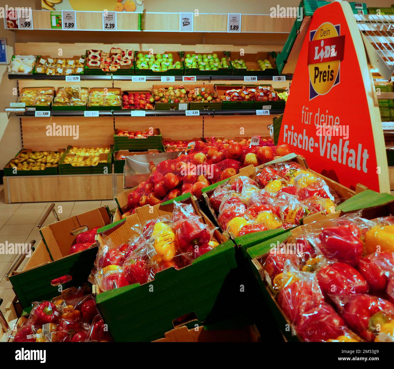 Uelsen, Germany - Dec 16 2022 The grocery department in a German ...