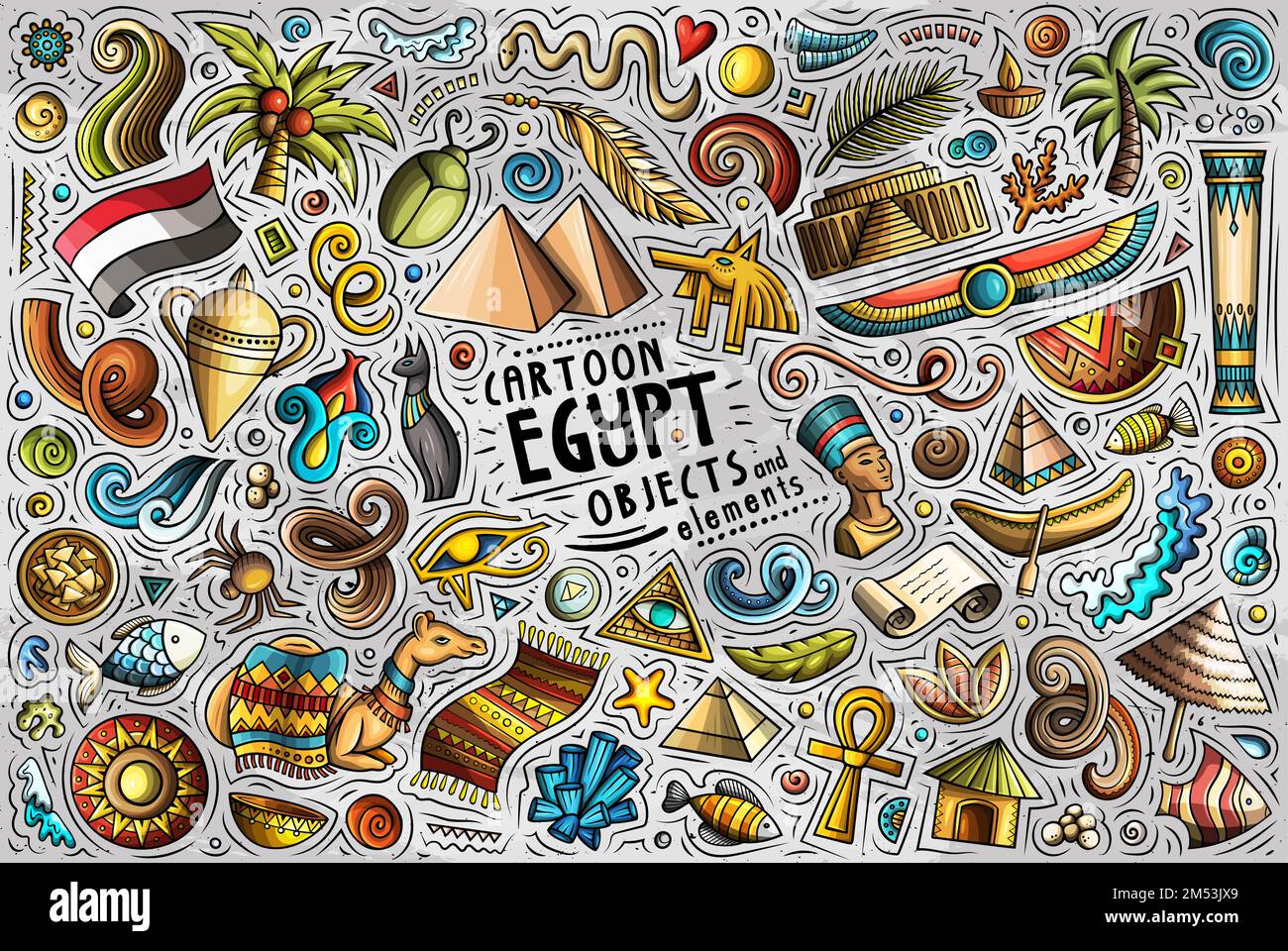 Set of Egypt traditional symbols and objects Stock Vector Image & Art ...