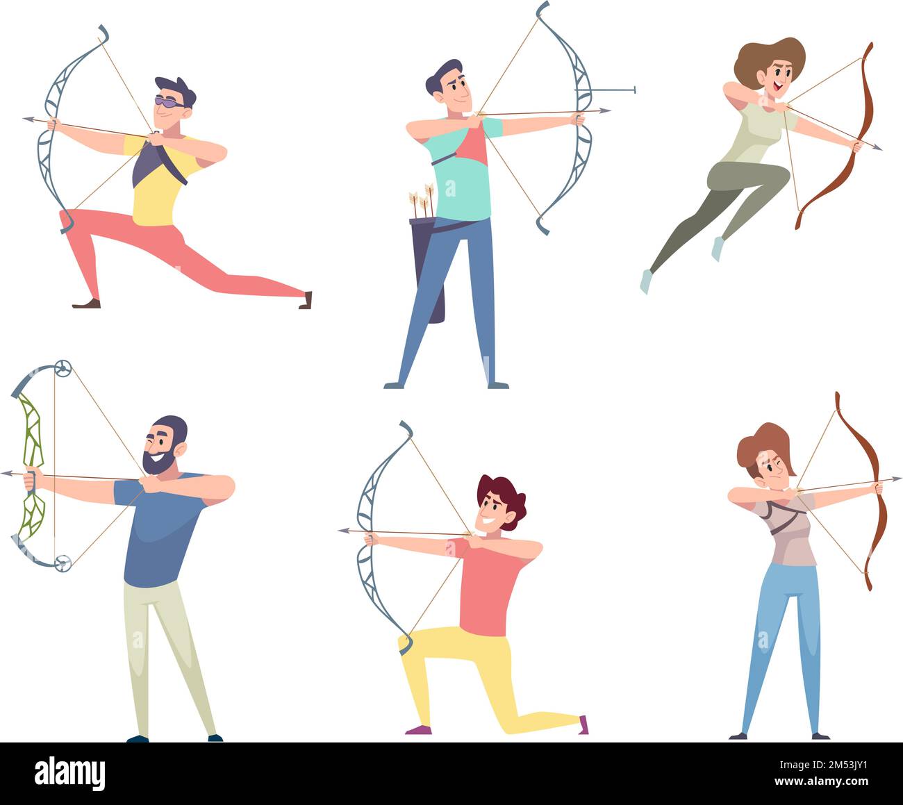 Archers. Sport activity with battle archer and arrows characters of ...