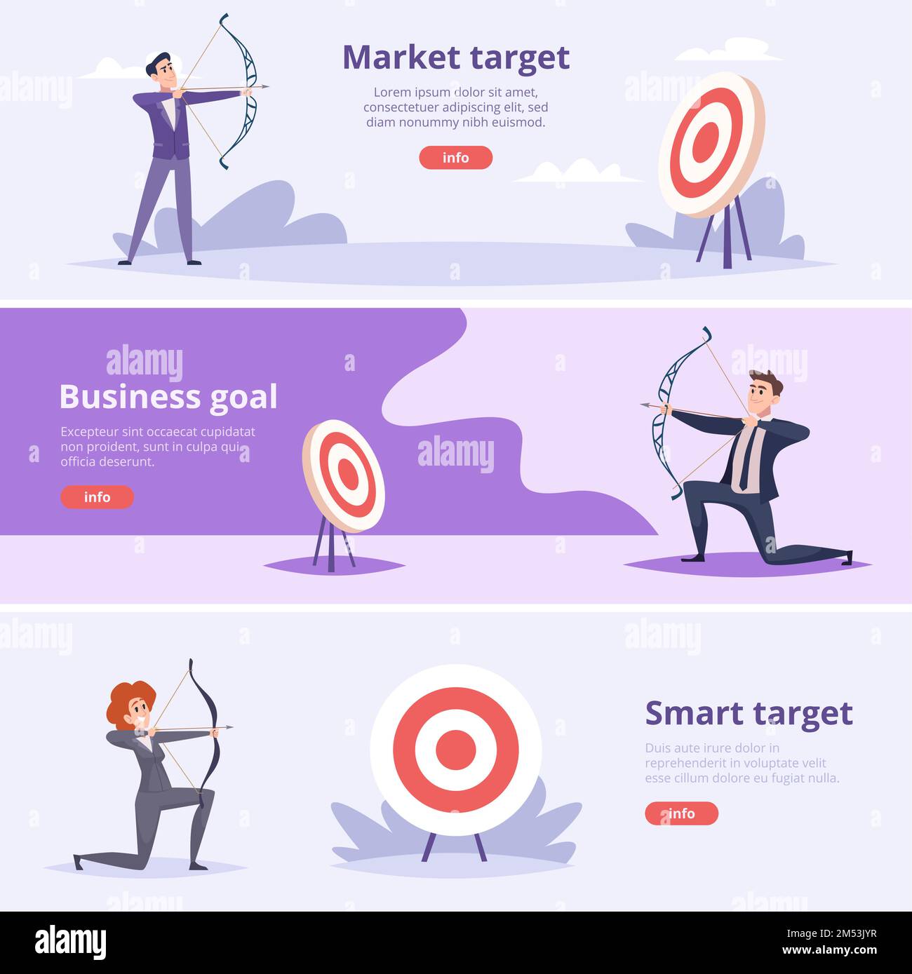 Business archers banners. People holding bows and arrows and shooting ...