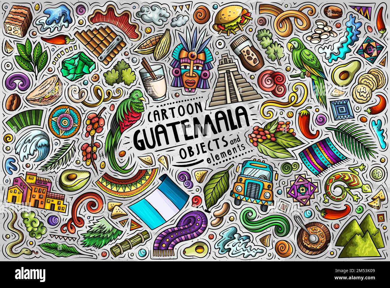 Set of Guatemala traditional symbols and objects Stock Vector Image ...