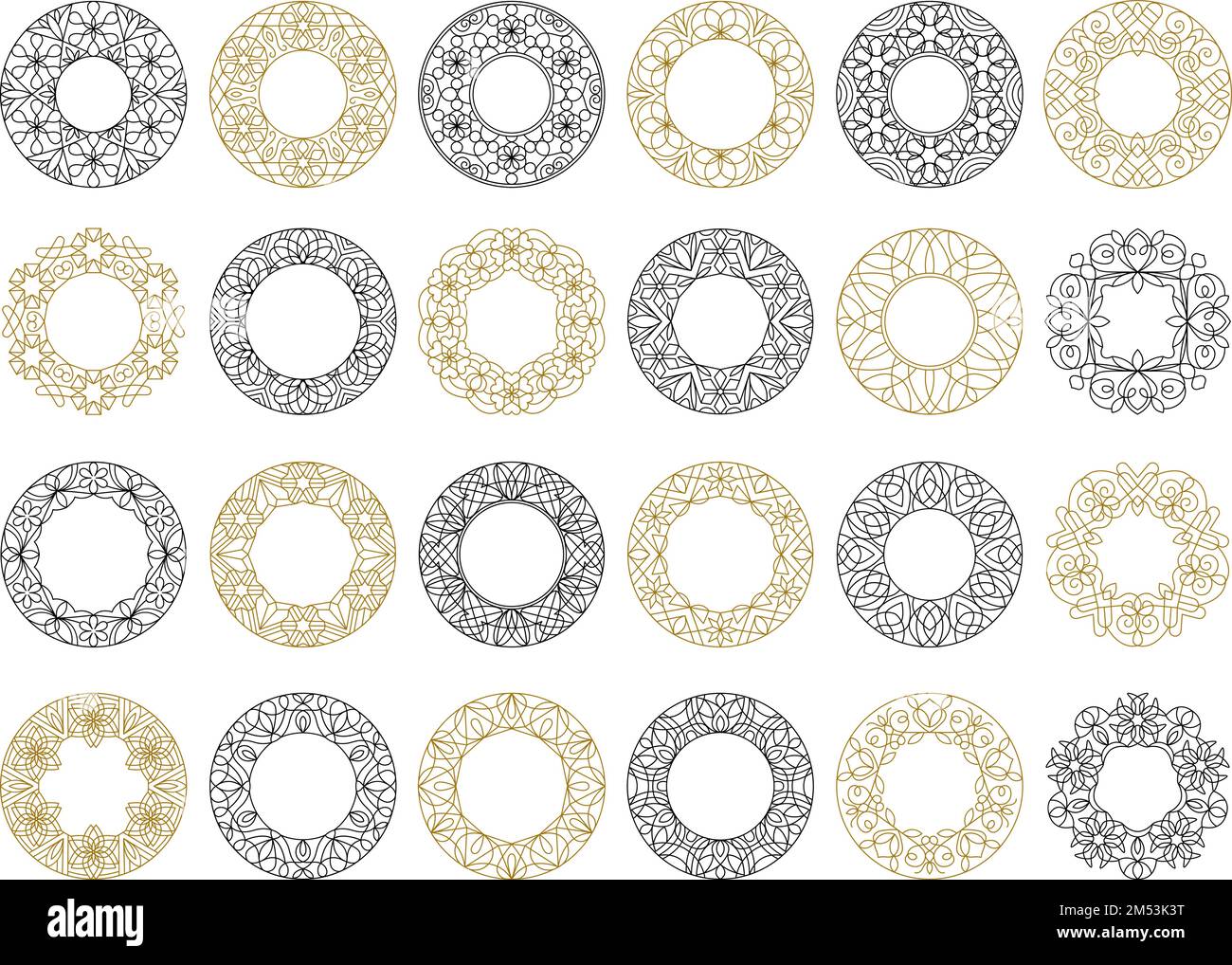 Botanical frames. Circle forms with royal ornate design shapes recent ...