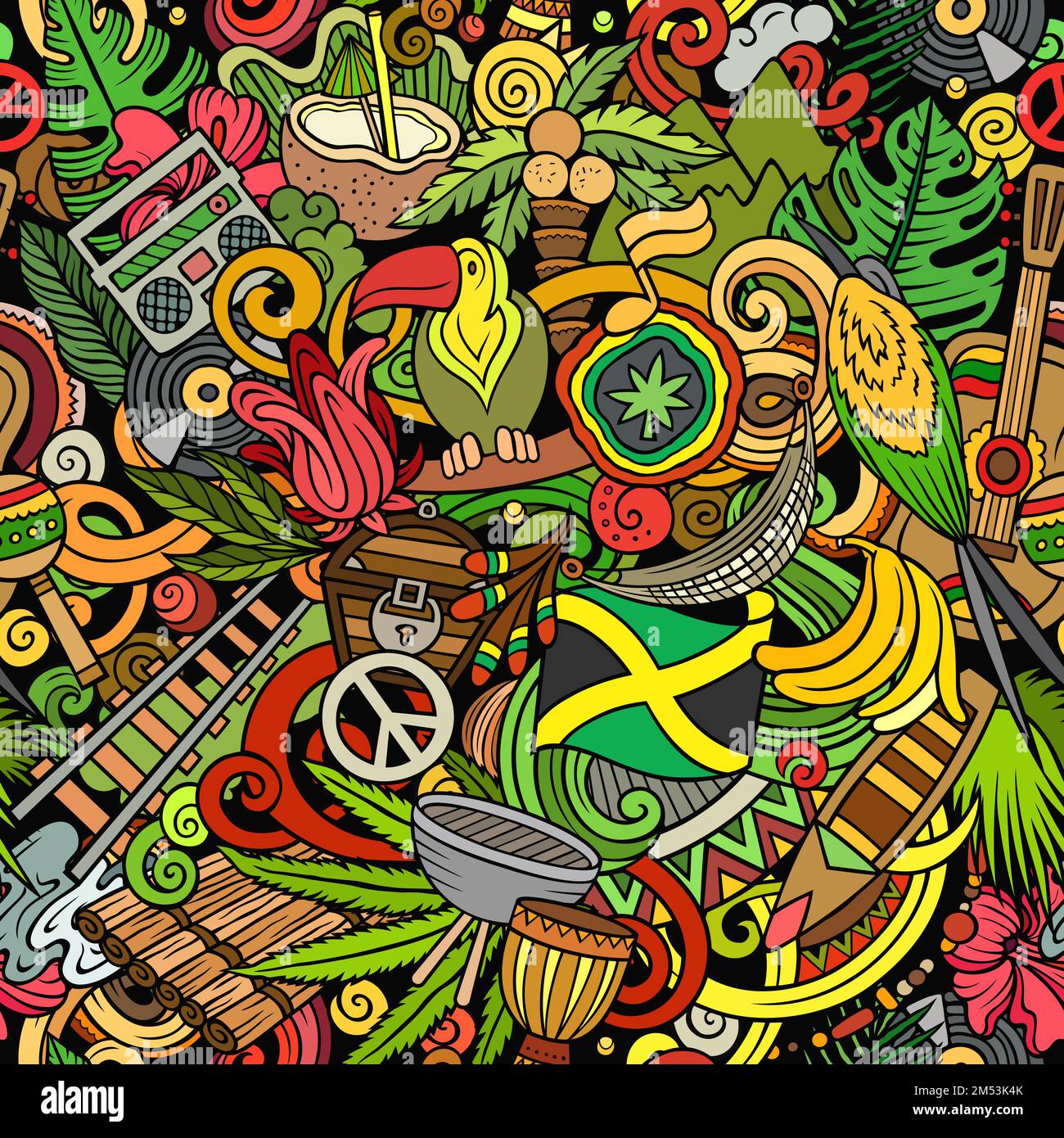 Cartoon doodles Jamaica seamless pattern Stock Vector Image & Art - Alamy
