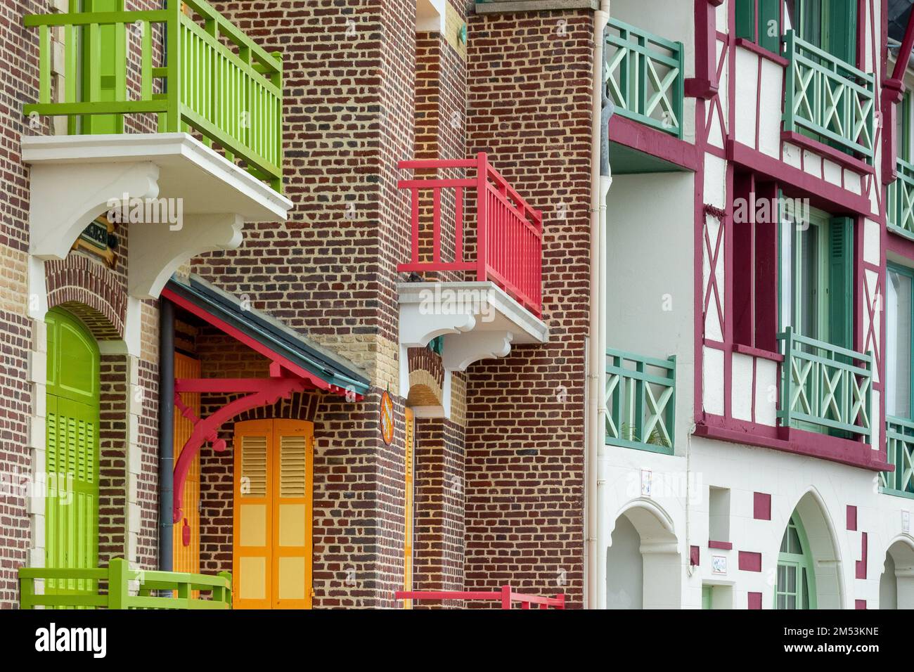 A line of colored houses in Mers-Les-Bains in Normandy France Stock ...
