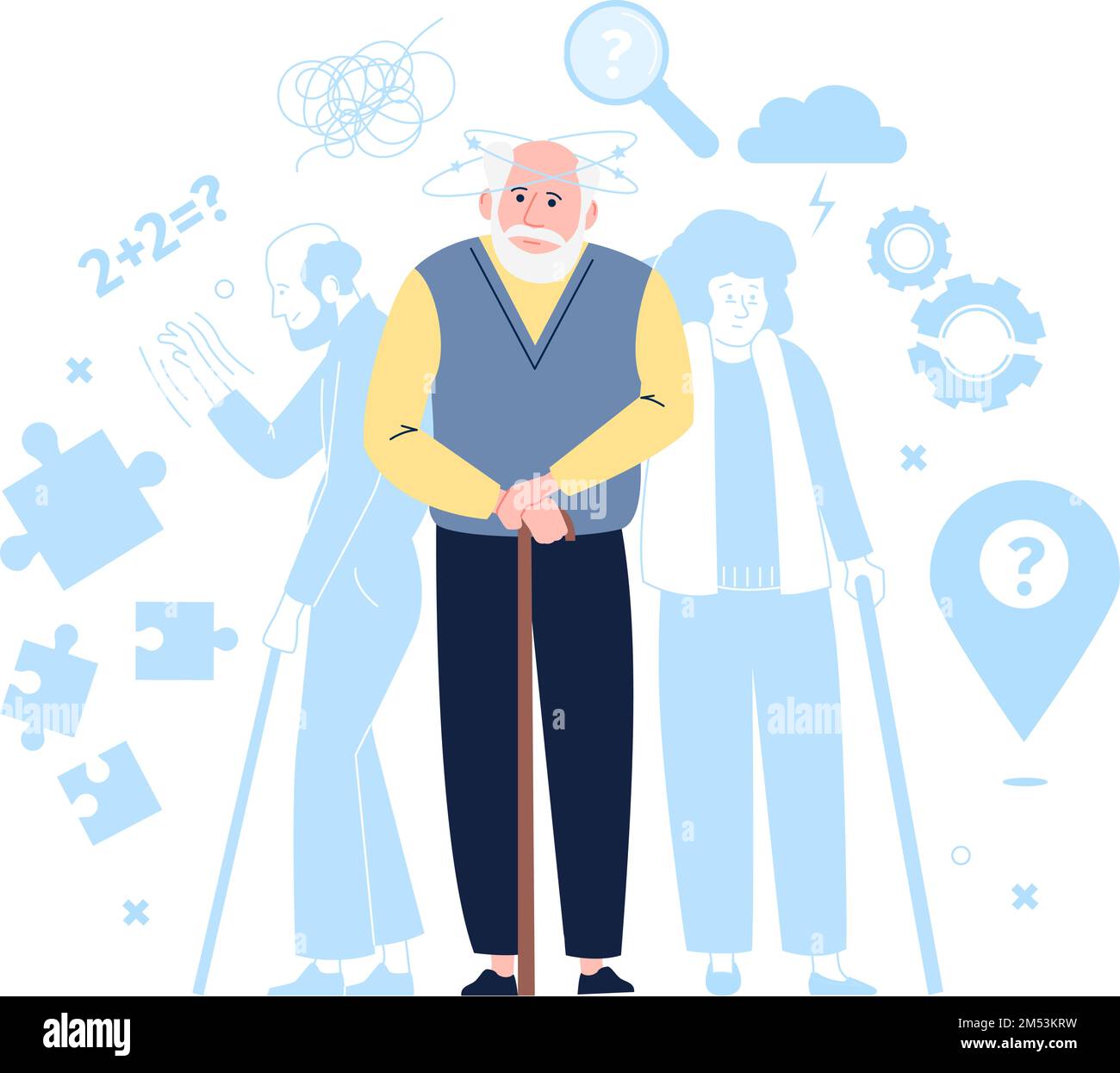 Dementia Disease Concept With Seniors Elderly Loss Memory Brain
