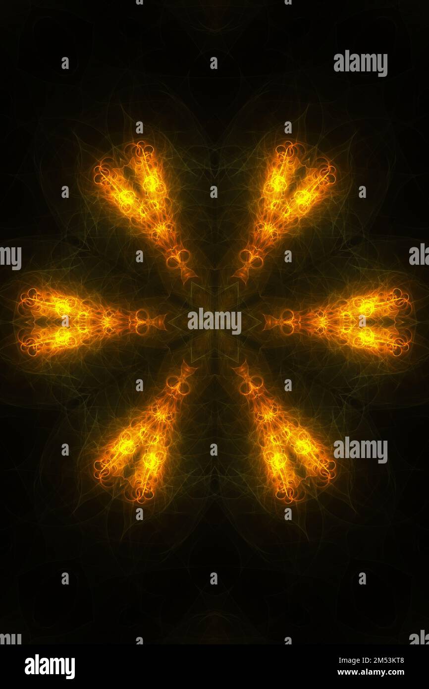 An abstract bright fireworks background with symmetrical shapes against ...