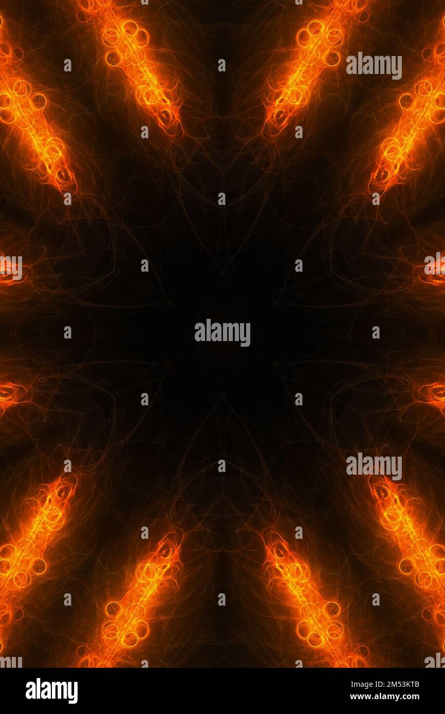 An abstract bright fireworks background with symmetrical shapes against ...