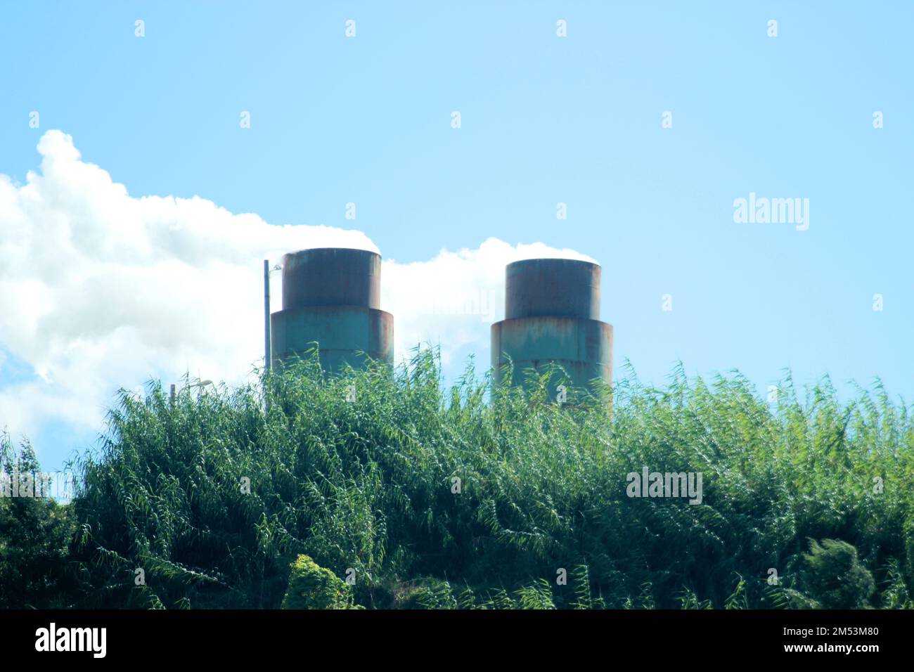 two chimneys in a power plant Stock Photo - Alamy