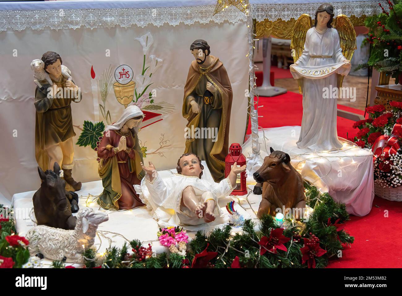 A mock-up of the Nativity scene seen during the Christmas day mass at ...