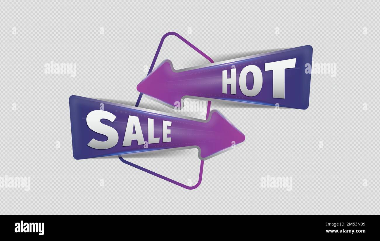 Hot Sale shopping poster with arrows in blue and purple colors on ...
