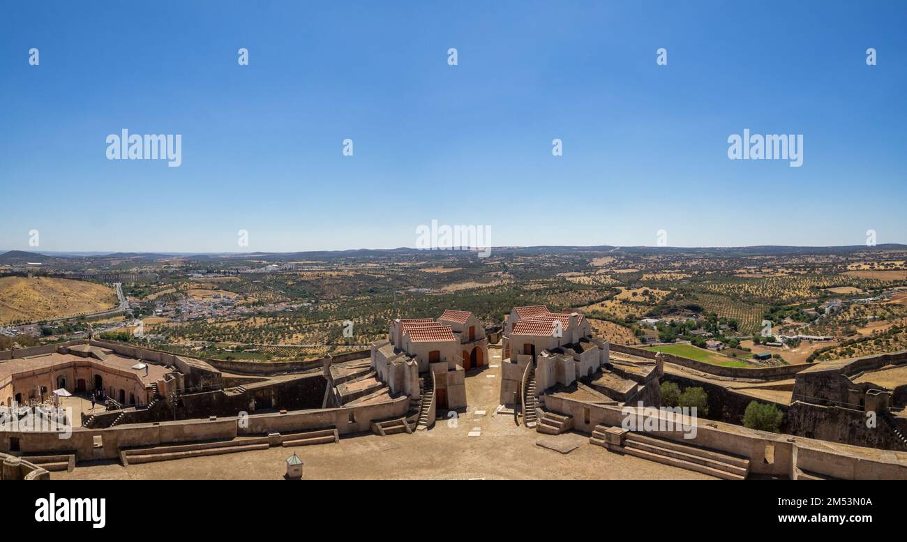 The Alentejo plains below Nossa Senhora da Graça Fort walls Stock Photo ...