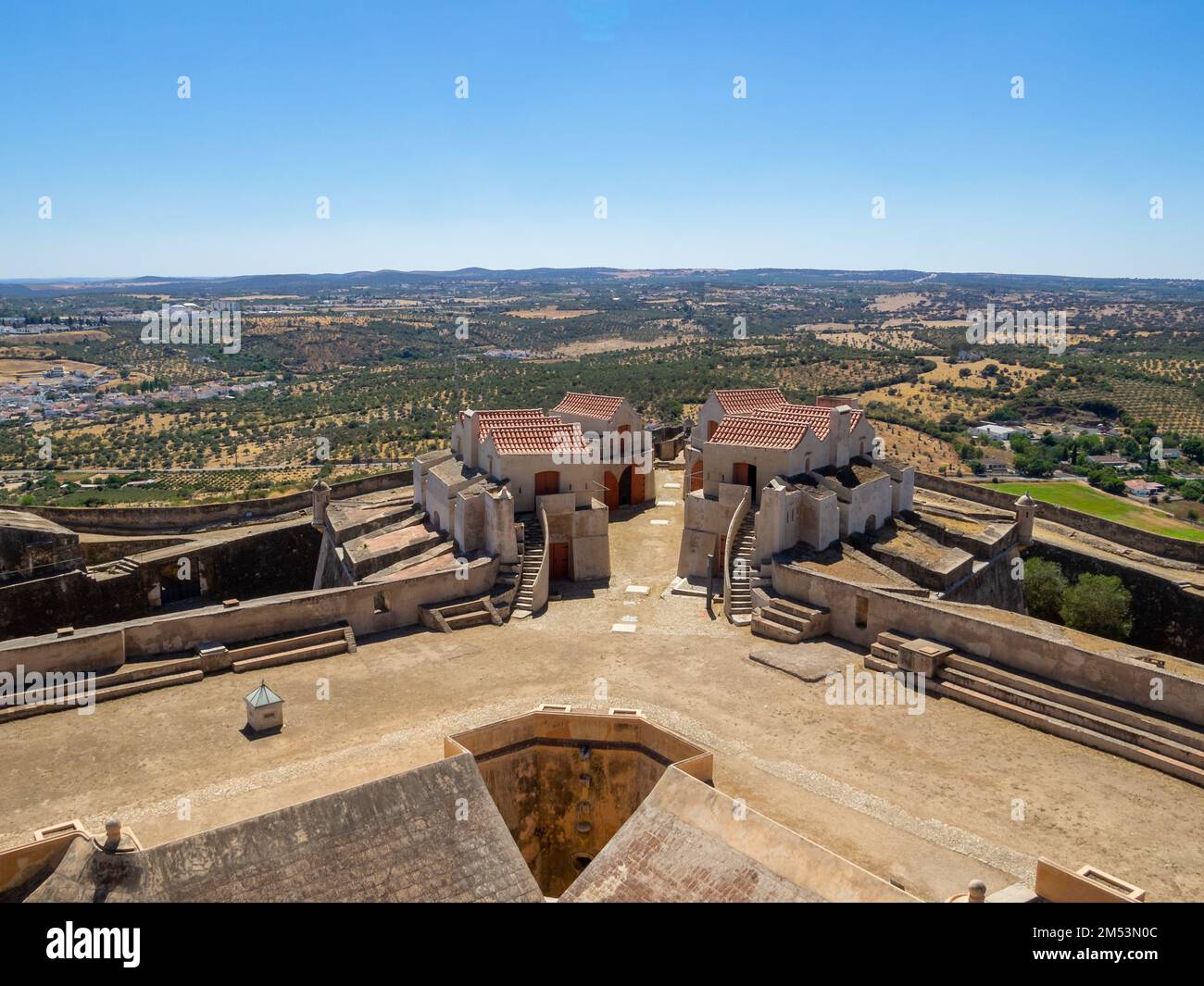 The Alentejo plains below Nossa Senhora da Graça Fort walls Stock Photo ...