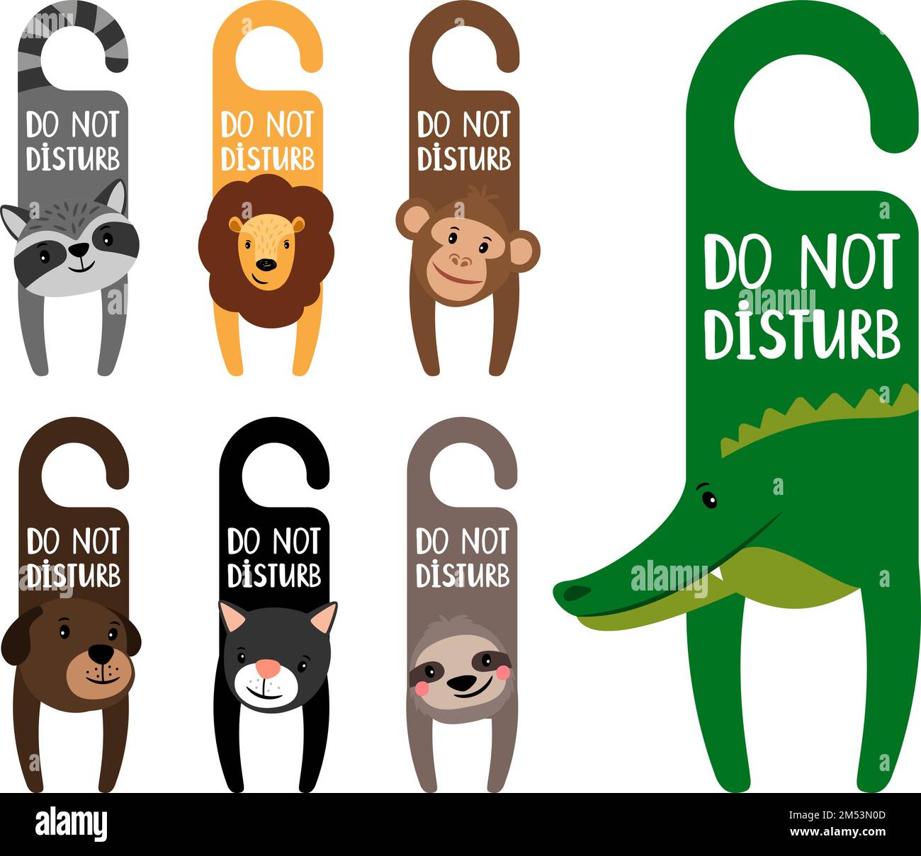 Animals door handle hanger set for kids. Room hotel hanger collection ...