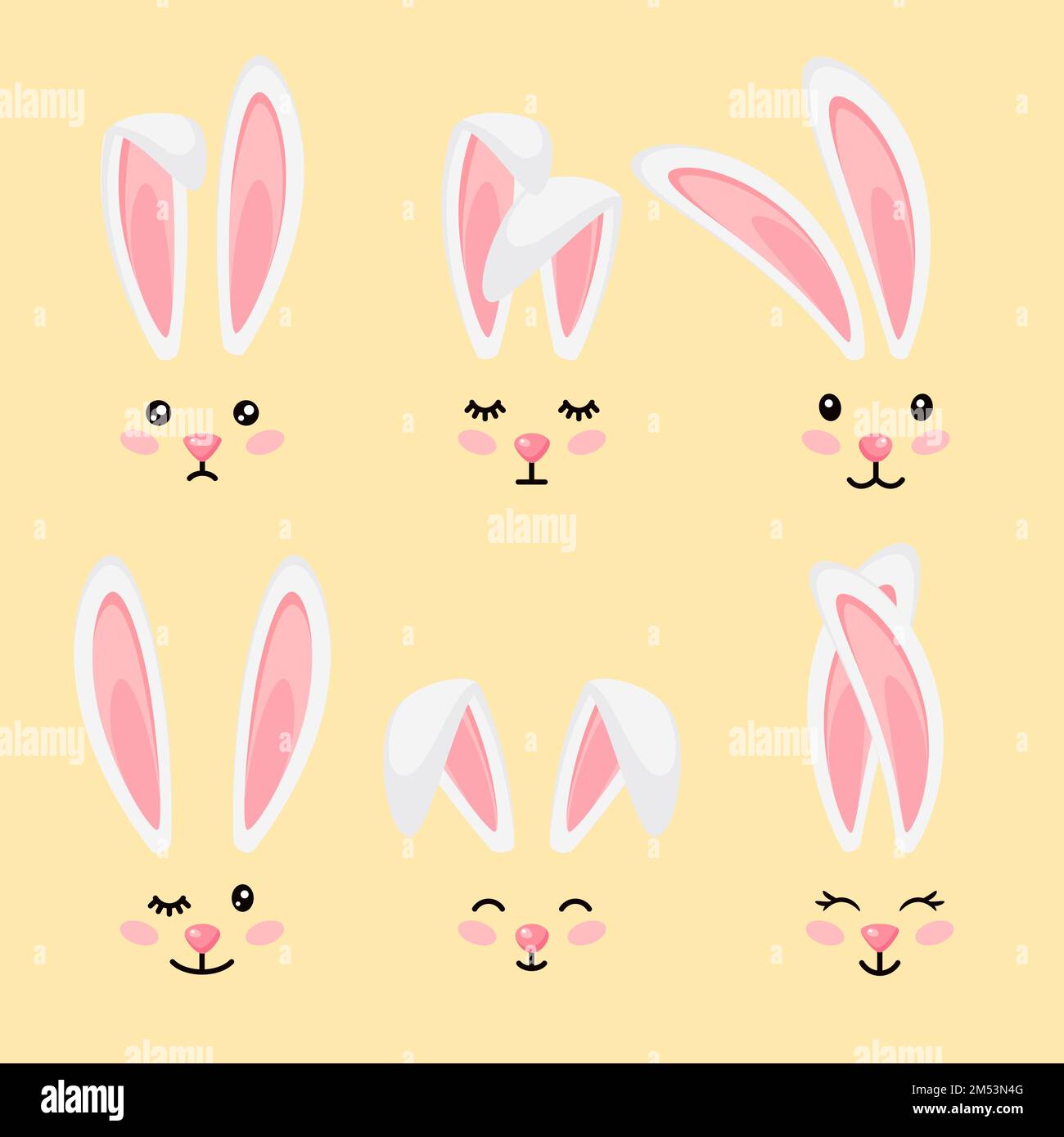 Funny bunny face filter masks. Rabbits ears with eyes and whiskers ...
