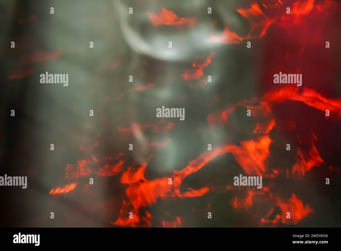 Red hot flames of fire and smoke. Burn down in a hardwood fire Stock ...