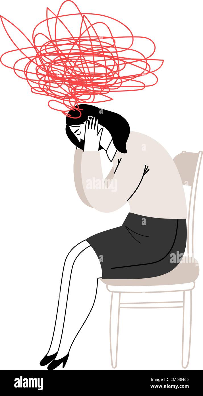 Woman mental health problems. Female patient stress and mind illness ...