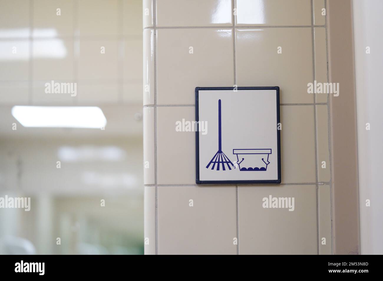 Cleaning tools sign or Broom, Mop and Bucket filled with a water sign ...