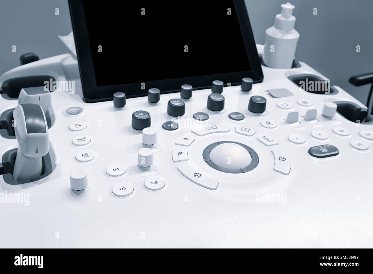 a medical equipment background, close-up ultrasound machine Stock Photo ...
