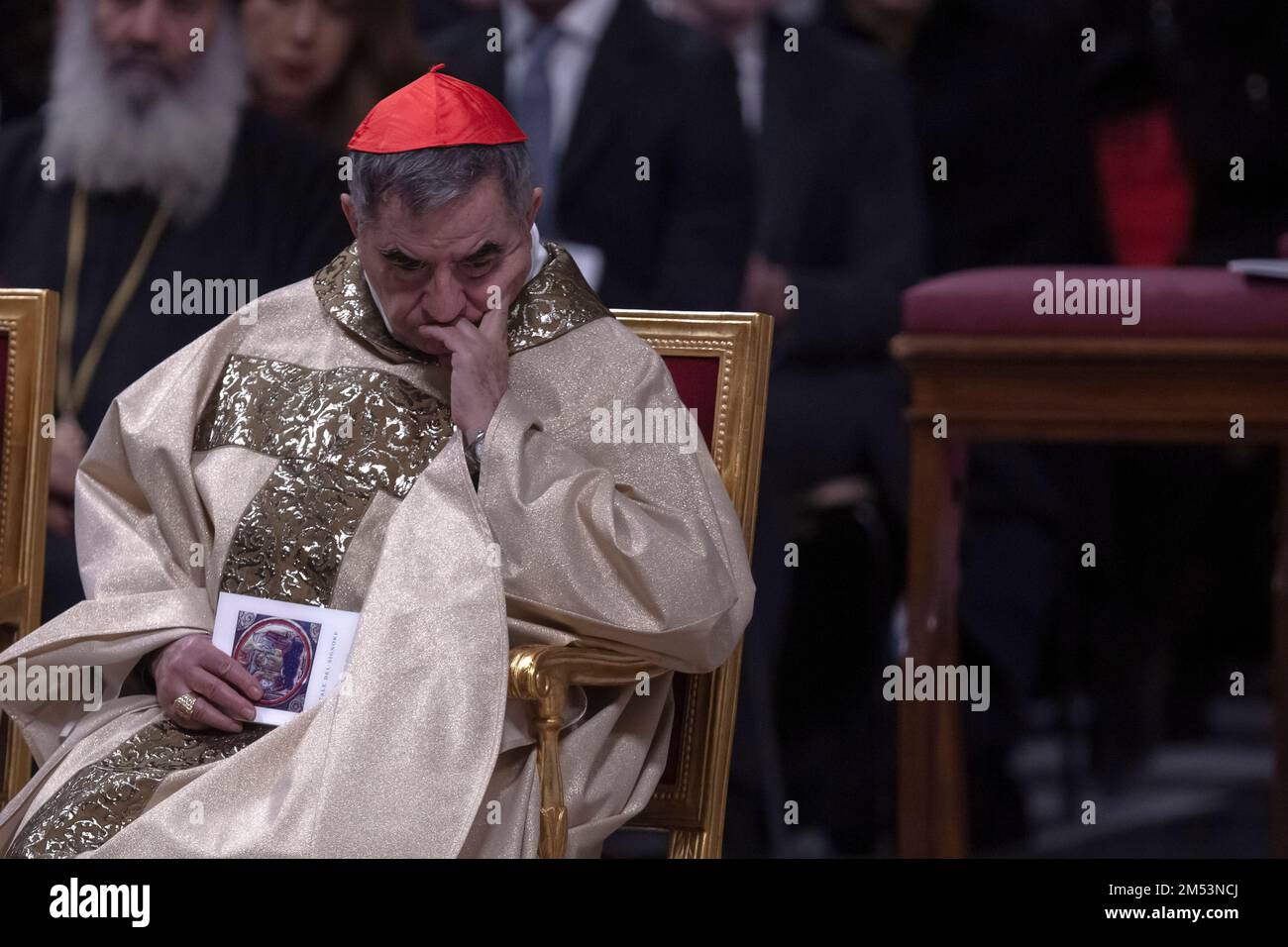 Vatican City, Vatican, 24 December 2022. Cardinal Angelo Becciu attends ...